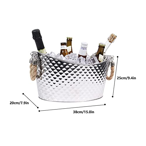 Tnoeuz 9L Large Ice Bucket, Stainless Steel Beverage Tub with Double Handles, Champagne Bucket for Weddings,Family Party and Business Party