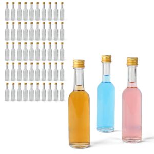 g francis fillable alcohol mini liquor bottles bulk 50pk - 50ml (1.7oz) small liquor bottles for party favors, mini hot sauce bottles - glass juice shot bottles with caps, empty bottles for liquor