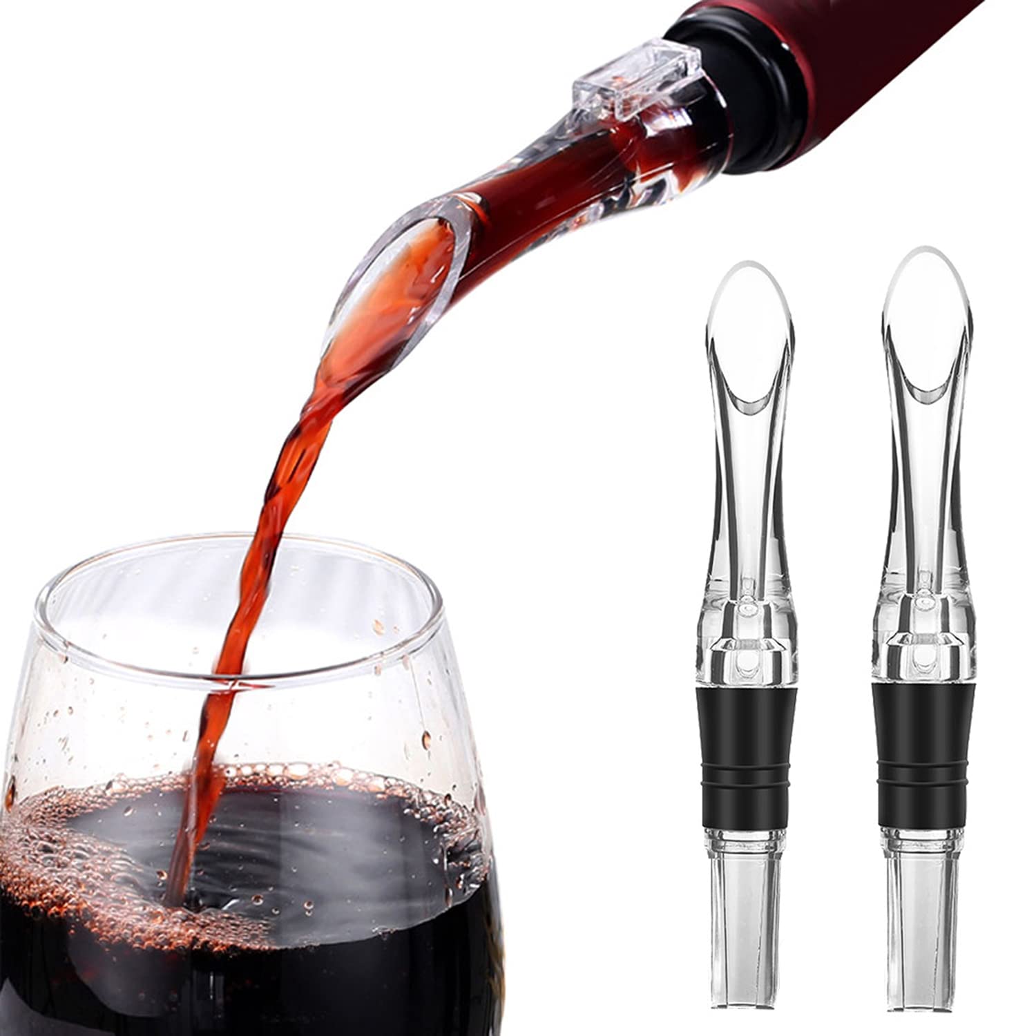 2 Pack Portable Wine Aerator Pourer Spout,Premium Red Wine Air Aerator Prevents Drips & Spills,Suitable for Most Wine Bottles