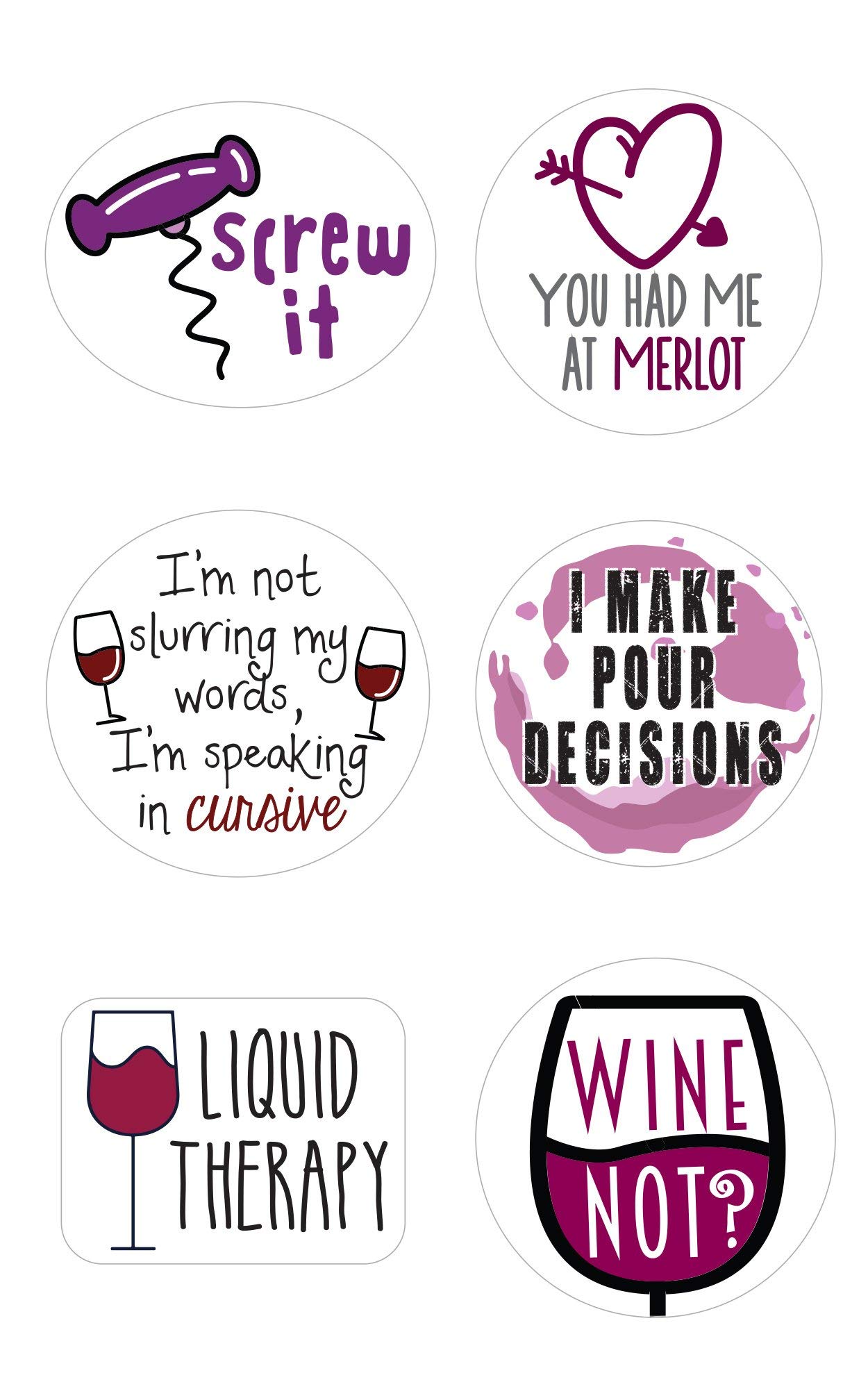 Twerp Funny Wine Glass Markers | Stickers for Stemless Wine Glasses | Set of 12 Static Cling, REUSABLE Stickers | Funny Wine Party Supplies | Great Alternative to Wine Charms