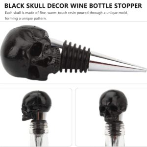 Black Skull Wine Bottle Stopper - Stainless Steel Resin Silicone Cool Stopper Wine Champagne Lovers for Gifts, Bar, Holiday Party, Wedding, New Housewarming, Halloween, Christmas