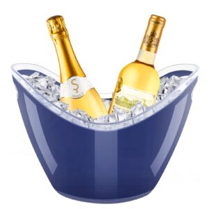 ice bucket wine bucket,clear acrylic 3.5 liter plastic tub for drinks and parties, food grade, perfect for wine, champagne or beer bottles(blue purple)