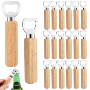 worldity 20pcs wooden bottle opener, stainless steel wood handheld beer opener, funny bartender bottle opener for groomsmen gifts, perfect for home kitchen wedding party bar restaurant