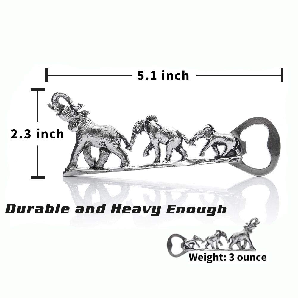 Elephant Bottle Opener, Unique Elephant Gifts for Men, Women (Silver)