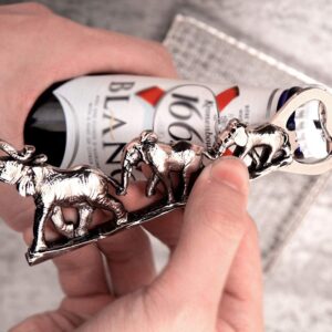 Elephant Bottle Opener, Unique Elephant Gifts for Men, Women (Silver)