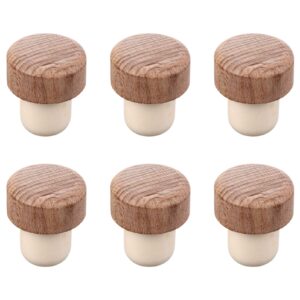 cabilock 6 pcs wooden wine stoppers wine corks reusable red wine bottle stopper beverage bottle sealer to keep wine fresh