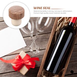 Cabilock 6 Pcs Wooden Wine Stoppers Wine Corks Reusable Red Wine Bottle Stopper Beverage Bottle Sealer to Keep Wine Fresh