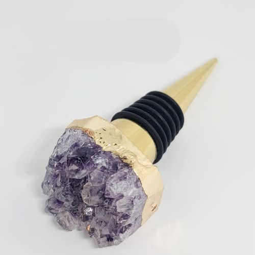 Natural Crystal Wine Bottle Stoppers Gemstone Bottle Stopper With Gift Box for Wedding & Parties (Amethyst Purple)