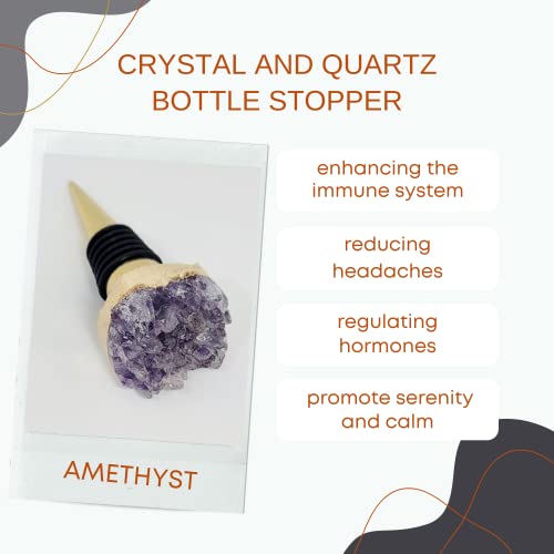 Natural Crystal Wine Bottle Stoppers Gemstone Bottle Stopper With Gift Box for Wedding & Parties (Amethyst Purple)