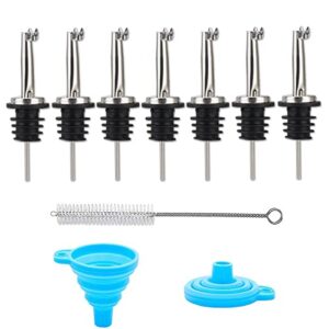 pour spouts for olive oil pourer 7 pcs free flow pourers rubber stoppers sets for liquor spirits wine alcohol syrup bottles drizzle drip spout bottle speed pourer