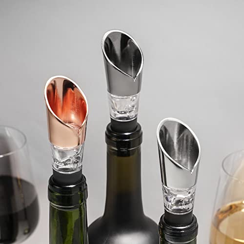 Viski Instant Wine Aerator Pour Spouts for Liquor Bottles, Drip-Free Pour, Wine Accessories for Wine Lovers, Stainless Steel Copper