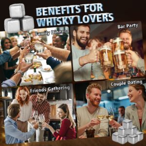 VZLIVE Six Whiskey Stones Set, Valentines Day Gifts for Men Boyfriend Husband Dad, Reusable Ice Cube for Drinking, Anniversary Birthday Gift Ideas for Him, Cool Gadgets for Whisky Lovers