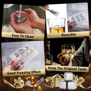 VZLIVE Six Whiskey Stones Set, Valentines Day Gifts for Men Boyfriend Husband Dad, Reusable Ice Cube for Drinking, Anniversary Birthday Gift Ideas for Him, Cool Gadgets for Whisky Lovers