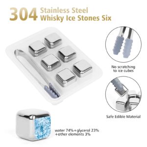 VZLIVE Six Whiskey Stones Set, Valentines Day Gifts for Men Boyfriend Husband Dad, Reusable Ice Cube for Drinking, Anniversary Birthday Gift Ideas for Him, Cool Gadgets for Whisky Lovers