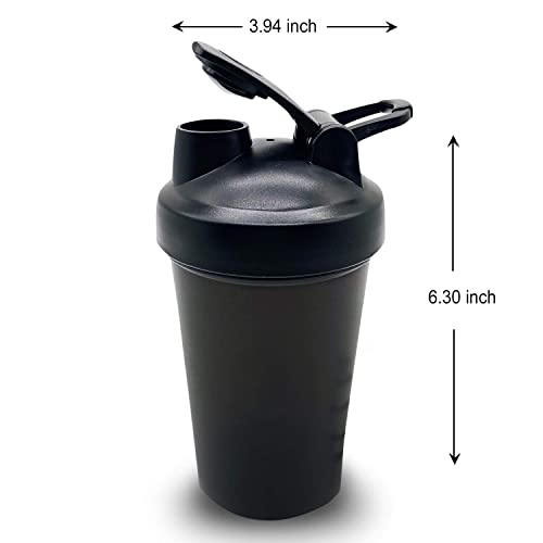 D.Y.A Shaker Bottle with Balls Leak Proof Drink Ideal for Workout Supplements,Protein powder, BPA Free, Nutrition, Portable Fitness Enthusiasts Athletes (400ml,12-OZ., Black