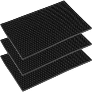 hozeon 3 pack 12 x 18 inches rubber bar service mat, non slip rubber bar spill mat, bar mats for countertop, bar, kitchen, restaurant, bartender, hotel, beverages, furniture, black