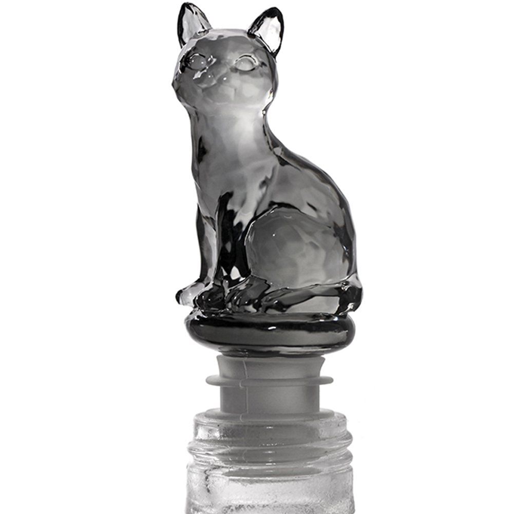 WINGOFFLY® Super Cute Decorative Wine Champagne Beverage Bottle Stopper(Black Clear Cat)