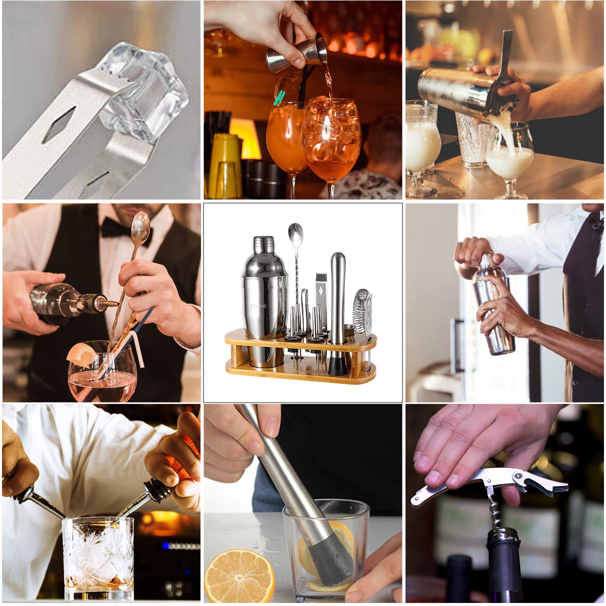 Cocktail Shaker Bar Mixer Set-Professional Bartender Premium Stainless Steel 25oz. Perfect For Homemade Party Drinks with Your Favourite Liquor Mixes. This 12 Piece Kit Has All The Essentials You Need