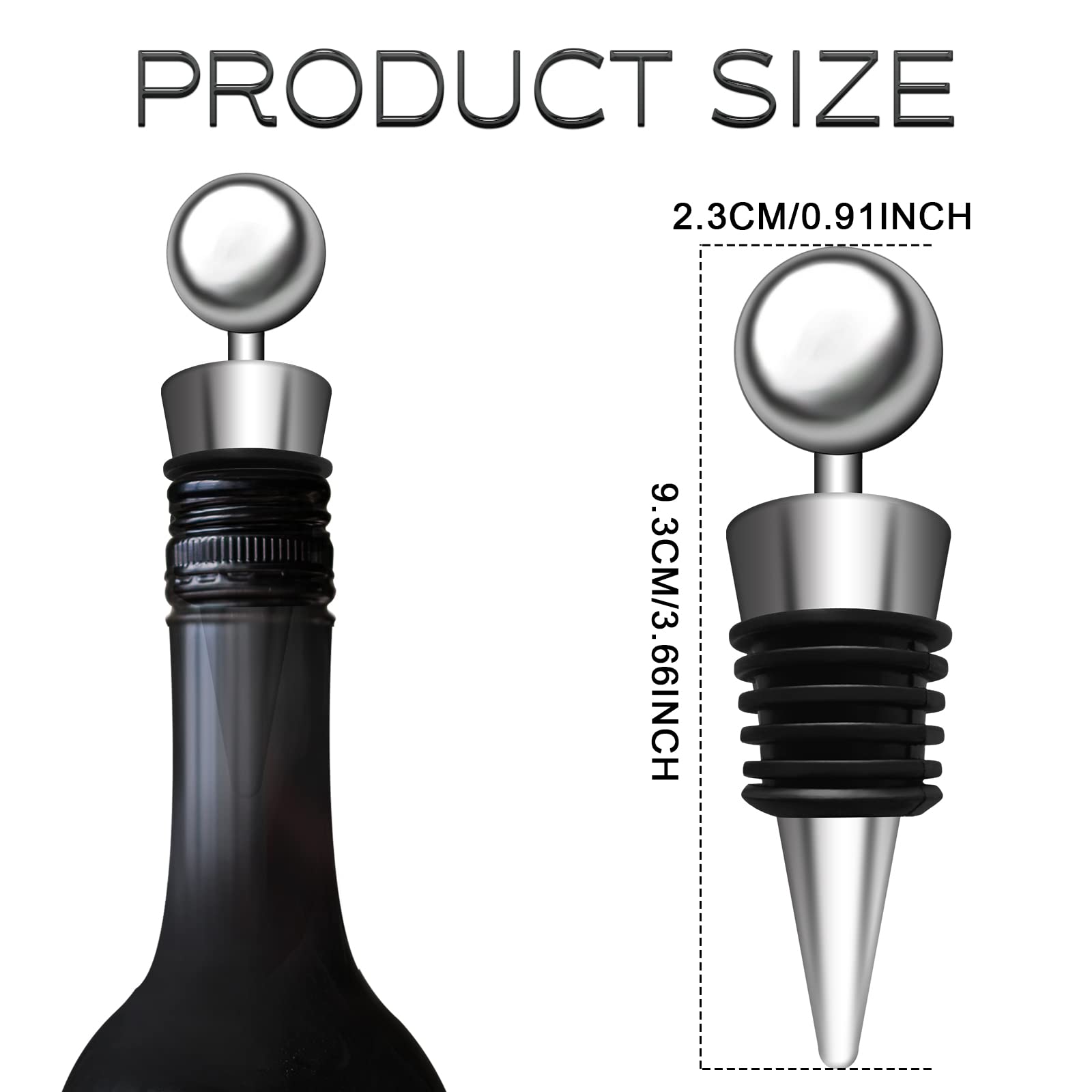 BLMHTWO 4 Pieces Wine Stopper Wine Bottle Stopper Reusable Round Head Tapered Beverage Bottle Stopper Saver Sealer Wine Stoppers Corks for Wine Champagne Bar Party Wedding, Plastic