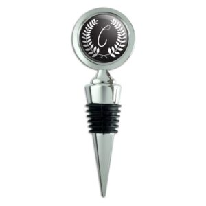 wine bottle stopper monogram olive leaves wreath calligraphy letter c