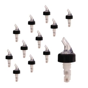 measured alcohol and liquor bottle pourer 1 1/4 oz, black collar, barware (12 pc)