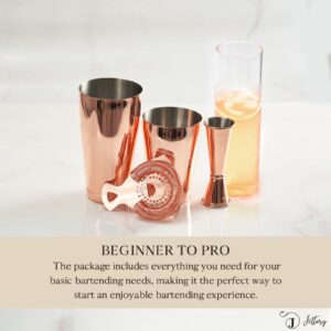 Jettory Cocktail Shaker Set - 4-Piece Mixology Bartender Kit with 18/28 oz Boston Shaker, Cocktail Strainer, and Jigger, in a Stylish Gift Box - Ideal for Home Bar or Professional Use