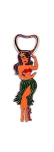 metal bottle opener with magnetic back hula girl