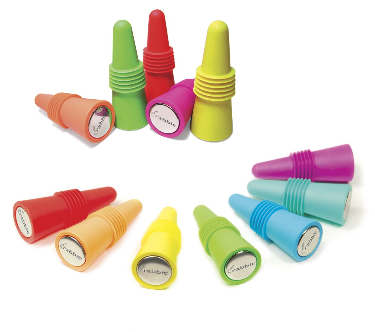 Metrokane 6119 Rabbit Wine Bottle Stoppers 2-Pack in Multi-Color (Colors Selected Randomly)