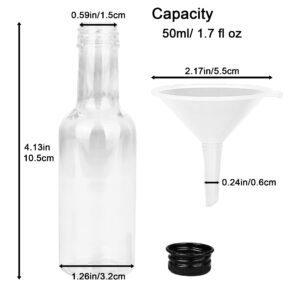 CGIZEA 50 Pack Mini Liquor Bottles, 50ml (1.7 fl oz) Plastic Spirit Bottles with Funnels, Airtight Miniature Bottles with Gold Cap, Small Alcohol Shot Bottle for Vanilla Hot Sauce Whiskey Liquid