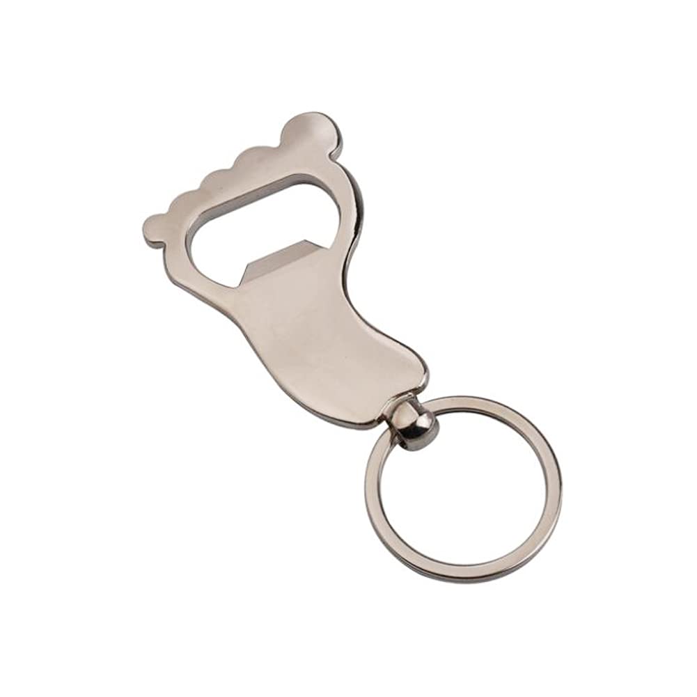 ARFUKA Bottle Opener Keychain Metal Foot Shaped Soda Beer Bottle Opener Keyring Beverage Bottle Opener Key Ring for Women and Men Gift Silver