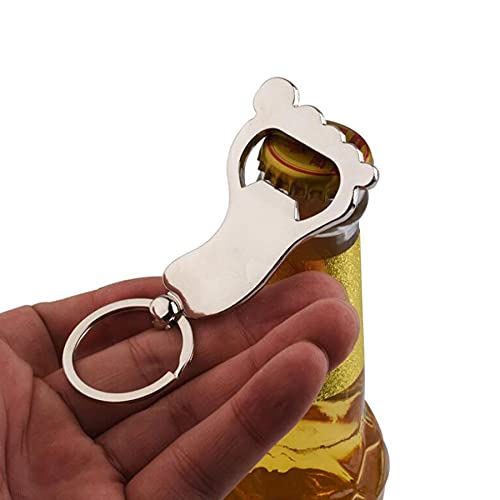 ARFUKA Bottle Opener Keychain Metal Foot Shaped Soda Beer Bottle Opener Keyring Beverage Bottle Opener Key Ring for Women and Men Gift Silver