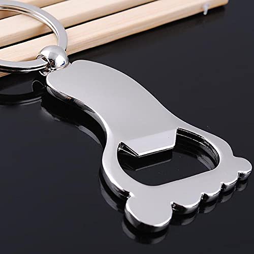 ARFUKA Bottle Opener Keychain Metal Foot Shaped Soda Beer Bottle Opener Keyring Beverage Bottle Opener Key Ring for Women and Men Gift Silver