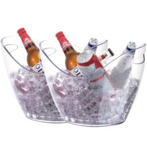 ice basket,plastic oval storage tub,3.5 liter wine,beer bottle drink cooler,party beverage chiller bin,storage baskets,clear storage bin with handles for kitchen,cabinet,pantry organization 2pack