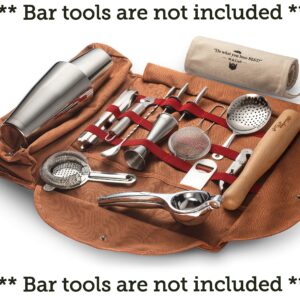 Travel Bartender Bag (Without Tools) | Best Bar Kit Bag for Carrying Your Bar Tools with Style | Professional Bartender Roll with Shoulder Strap for Perfect Storage | Mix Awesome Cocktails Anywhere