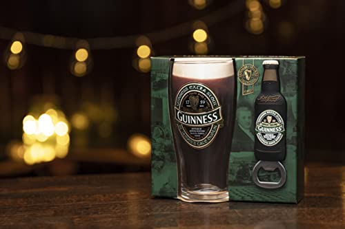 Guinness Shamrock Gift Company Ireland Label Pint Glass and PVC Opener Set