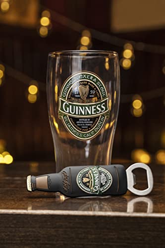 Guinness Shamrock Gift Company Ireland Label Pint Glass and PVC Opener Set