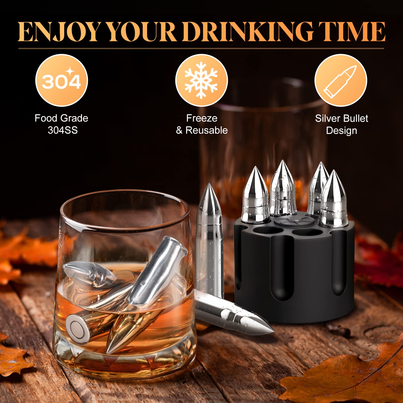 Dusor Gifts for Dad, 6Pc Reusable Whiskey Stones, Whiskey Gifts for Men, from Daughter, Wife, Son, Mens Gifts for Him, Birthday Gifts for Men, Gifts for Dad Who Wants Nothing