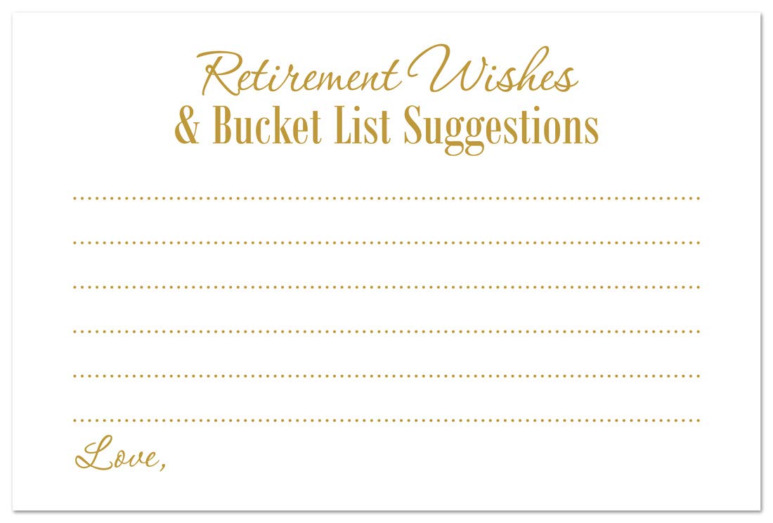 48 cnt Retirement Wishes, Bucket List and Share a Memory Cards (Gold)