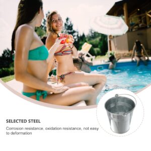 ULTECHNOVO Stainless Steel Ice Bucket with Tong 0. 4L Mini Champagne Bucket Beverage Tub French Fries Bucket Drinks Cooler Snacks Food Container for Home Bar Silver