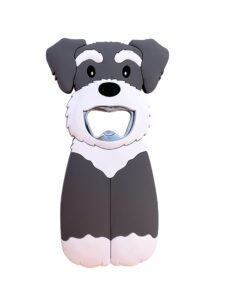 schnauzer bottle opener beer soda or seltzer (grey and white)