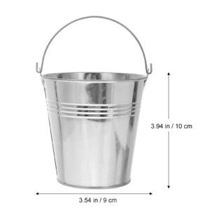 ULTECHNOVO Stainless Steel Ice Bucket with Tong 0. 4L Mini Champagne Bucket Beverage Tub French Fries Bucket Drinks Cooler Snacks Food Container for Home Bar Silver