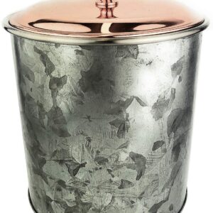 Galrose Galvanized Iron Insulated Ice Bucket – Rose Gold Lid, 2 Liter Stainless Steel Double Wall 5.5" x 6” Rustic Wine Chiller or Champagne Bucket. Unique 6th Iron Anniversary or Birthday Gift