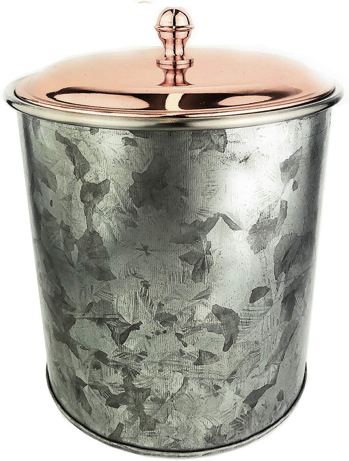 Galrose Galvanized Iron Insulated Ice Bucket – Rose Gold Lid, 2 Liter Stainless Steel Double Wall 5.5" x 6” Rustic Wine Chiller or Champagne Bucket. Unique 6th Iron Anniversary or Birthday Gift