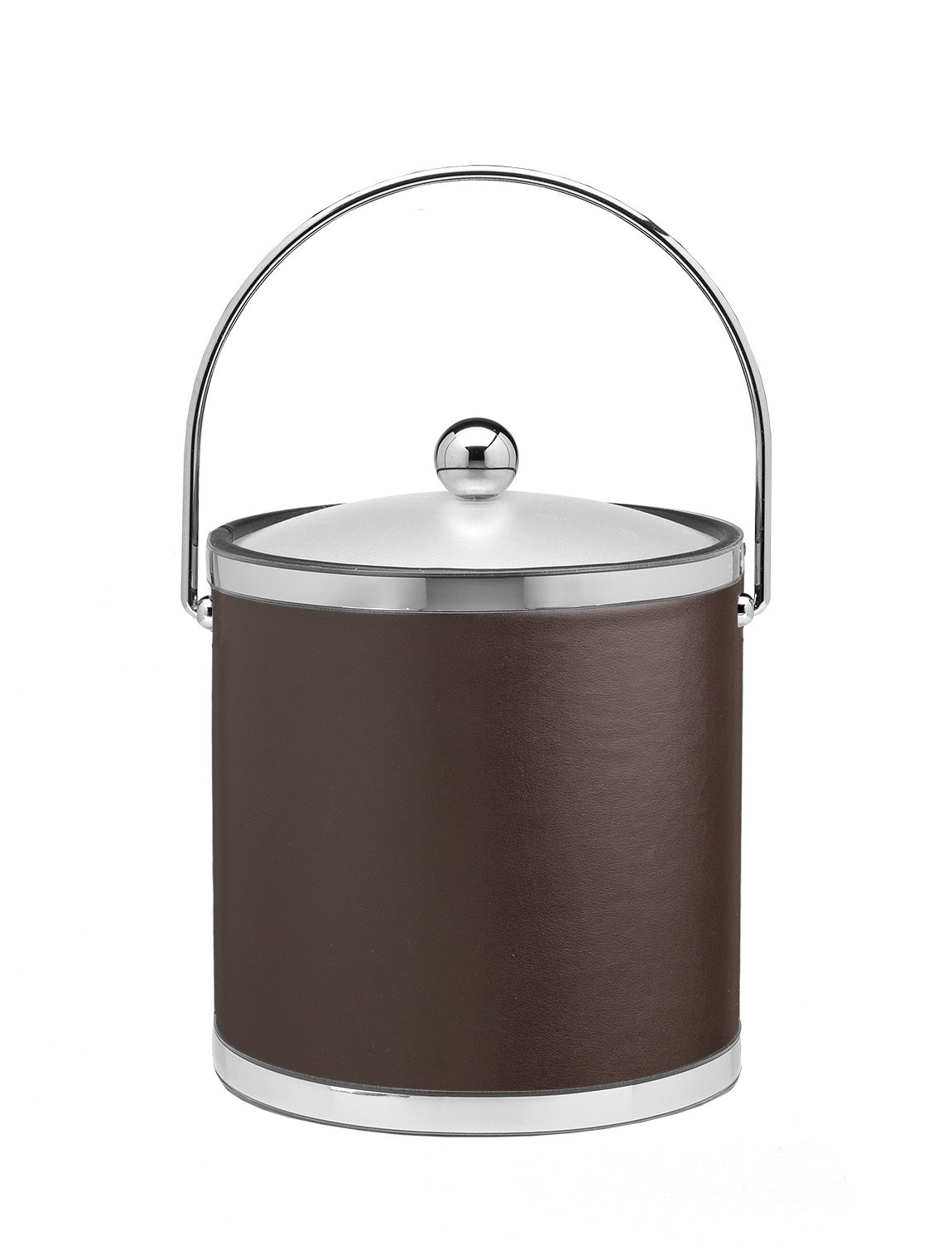 Kraftware Sophisticates Leatherette Ice Bucket, 3 Quart, Brown