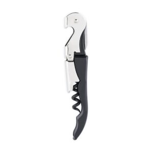 true truetap double hinged waiter’s corkscrew, black wine bottle opener with flat foil cutter, wine key