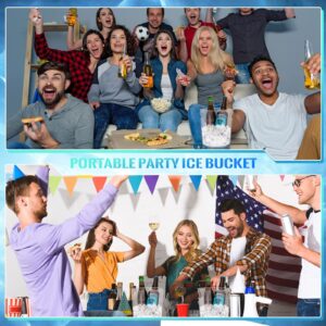 24 Pcs Plastic Ice Buckets for Parties Clear Wine Bucket Round Champagne Bucket Large Wine Cooler Bucket Portable Party Tubs for Drinks Chiller Bin for Beer Bottle with Handles (2.7 L/2.8 Quart)