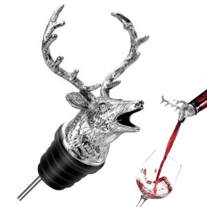 lion wine pourer for wine bottles, stainless steel animal bar liquor bottle pourer liquor pour spout for liquor bottles, speed pourer wine areator spout bottle pourer for alcohol (reindeer)