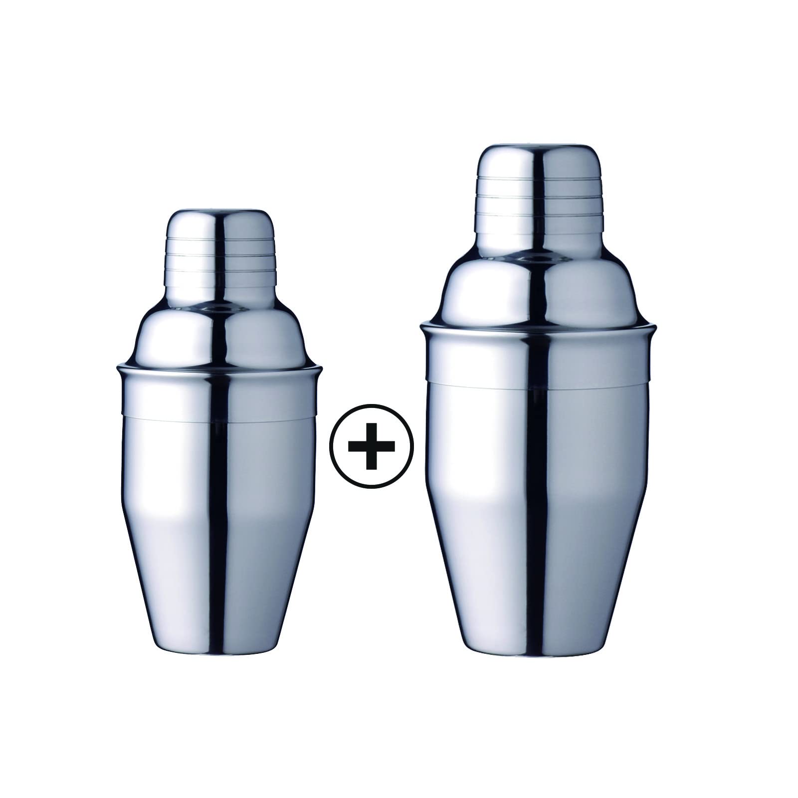 Delidge Small Cocktail Shaker Mini Martini Shaker Stainless Steel Drink Shaker with Strainer and Lid Top, Single Martini（250ml+350ml）