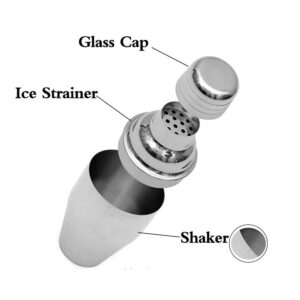 Delidge Small Cocktail Shaker Mini Martini Shaker Stainless Steel Drink Shaker with Strainer and Lid Top, Single Martini（250ml+350ml）