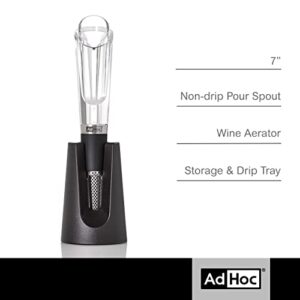 AdHoc 2-in-1 Aerator Pourer and Red Wine Decanter - Wine Aerator & Pourer Spout - Wine Decanter with a No-Drip Spout - Red Wine Decanter and Accessory - Hand Wash Kitchen Tool - Clear, 7"